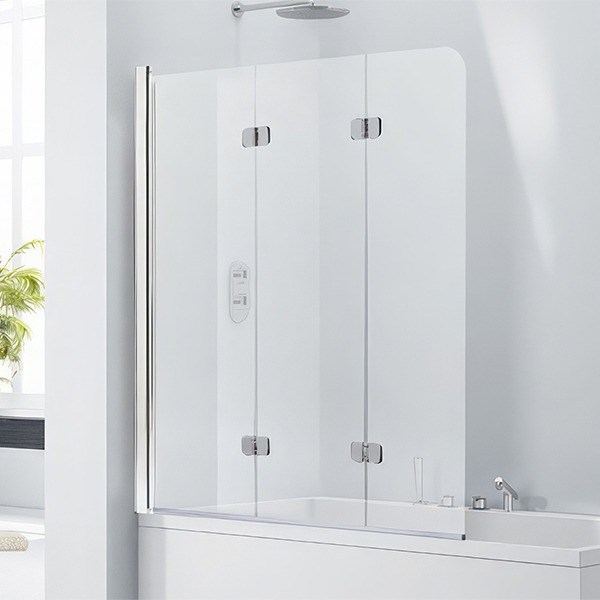 Aquaglass 6mm 3 Fold 1200 x 1400mm Frameless Bath Screen - BE611628L