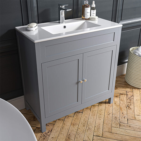 QS Basics Torino Floor Standing 2 Door Vanity Unit With Basin