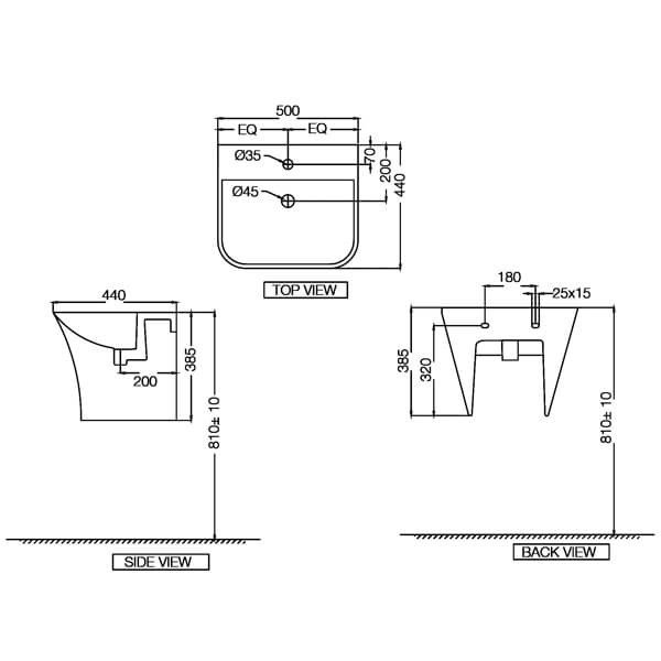 Jaquar Aria White 500mm Integrated 1 Taphole Wall Hung Basin