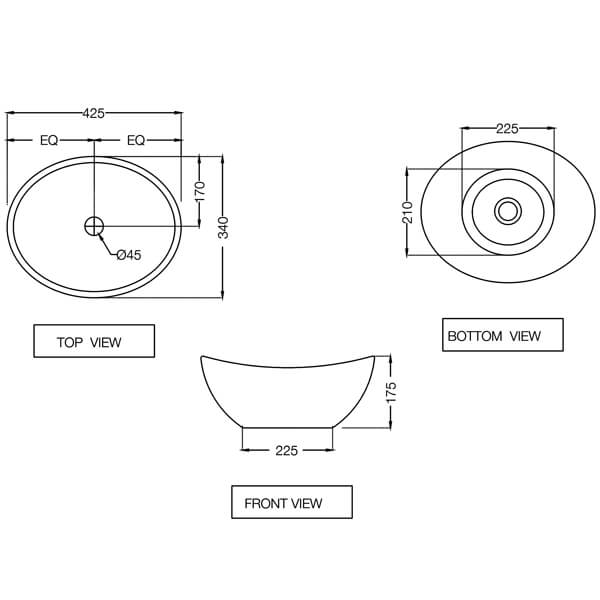 Jaquar Continental Prime 425mm White Countertop Basin