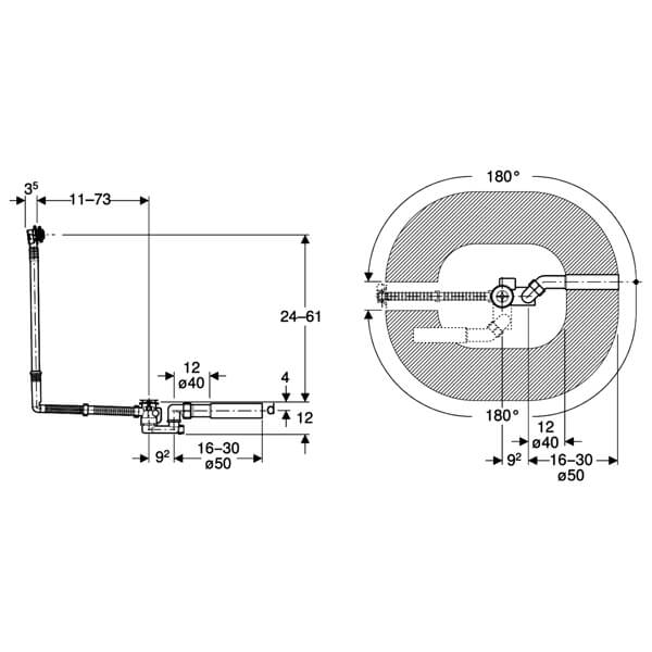 Geberit Bathtub Drain Diameter 52mm With Turn Handle And Ready-To-Fit-Set