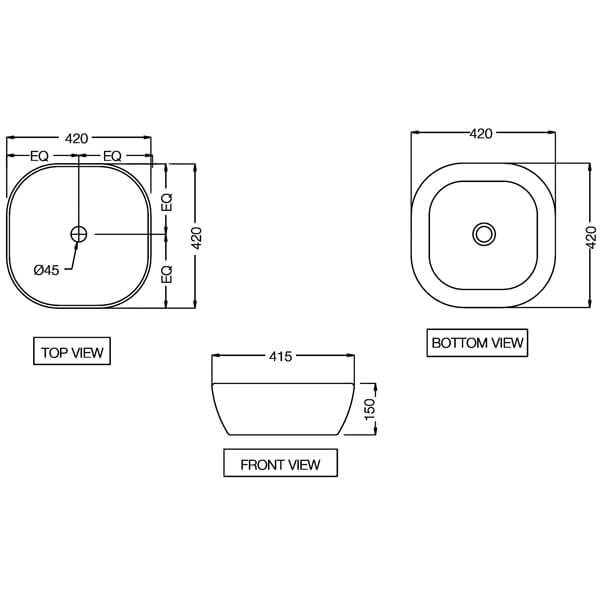 Jaquar Designer 420mm Thin Rim Countertop Basin
