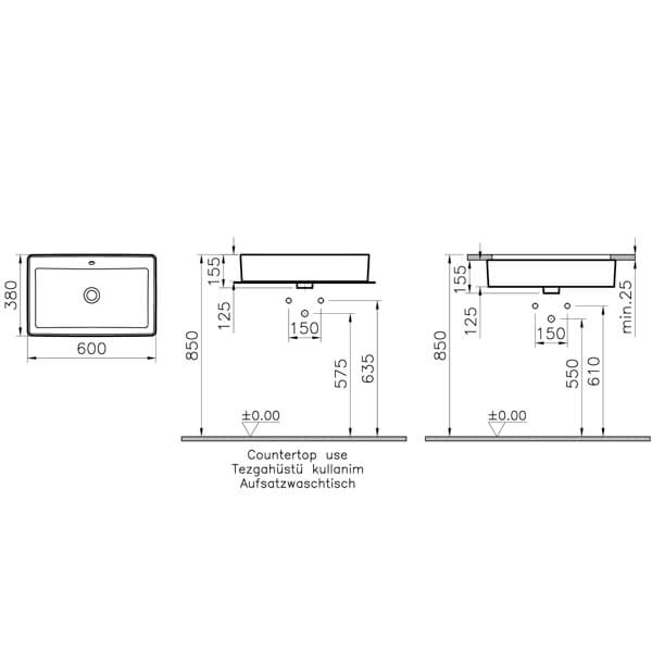 VitrA Nuo Rectangular Countertop Basin