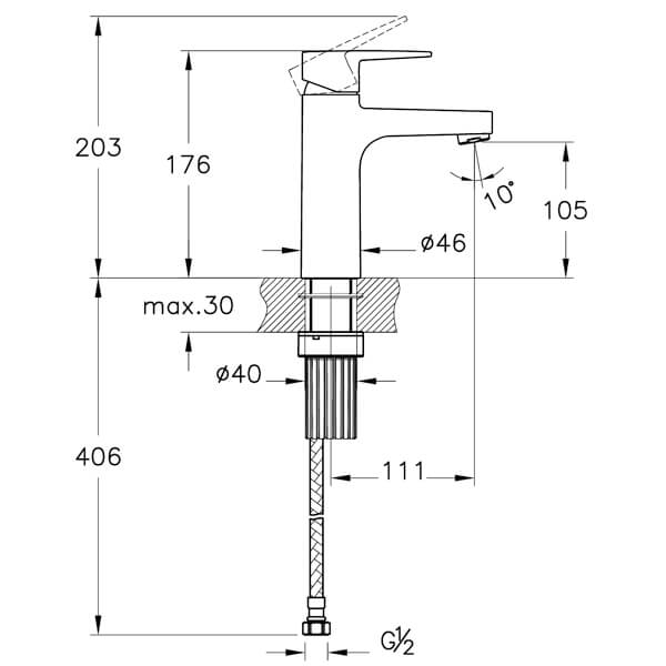 VitrA Flow Square Single Lever Deck Mounted Basin Mixer Tap
