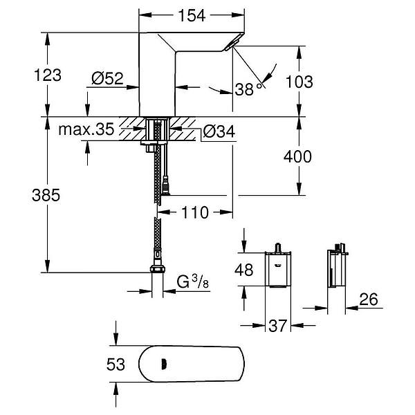 Grohe Bau Cosmopolitan E Infra-Red Electronic Basin Tap