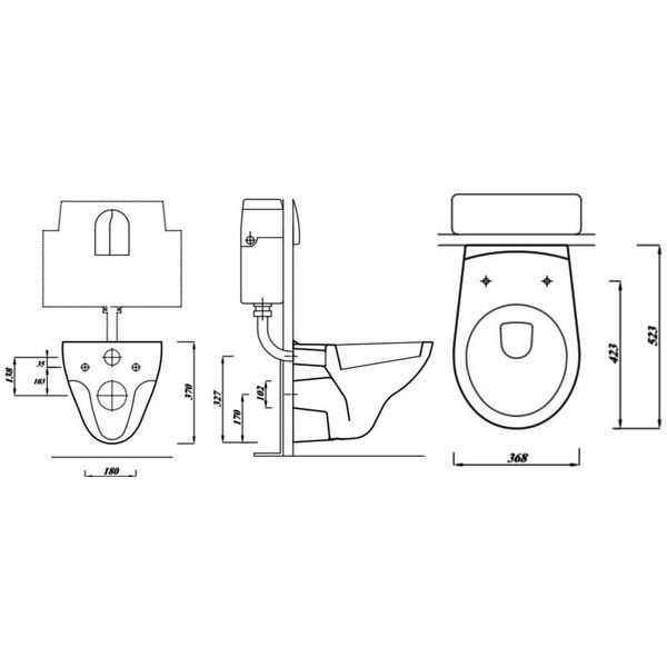 Lecico Atlas 523mm Projection Rimless White Wall Hung WC Pan