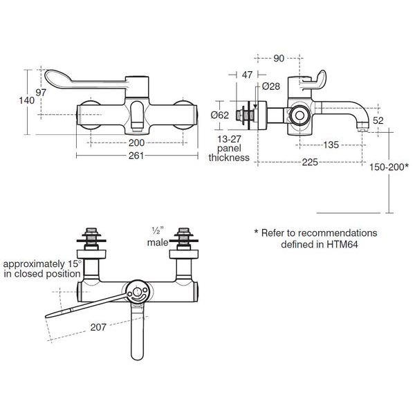 Armitage Shanks Markwik 21 Single Lever Panel Mixer Tap With Bioguard ...
