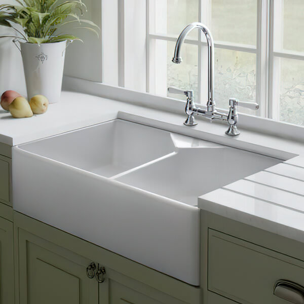 Rangemaster Farmhouse 793 x 491mm Fire Clay Ceramic White Belfast Sink ...