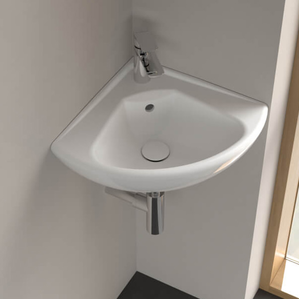 Villeroy And Boch O.Novo 415mm 1 Taphole White Alpin Corner Basin With ...