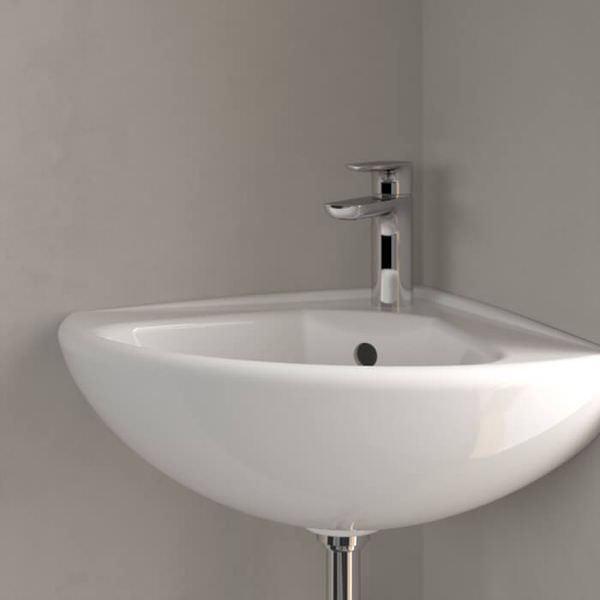 Villeroy And Boch O.Novo 415mm 1 Taphole White Alpin Corner Basin With ...