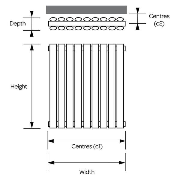 Kartell K-Rad Aspen Horizontal Double Sided Anthracite Radiator 600mm High