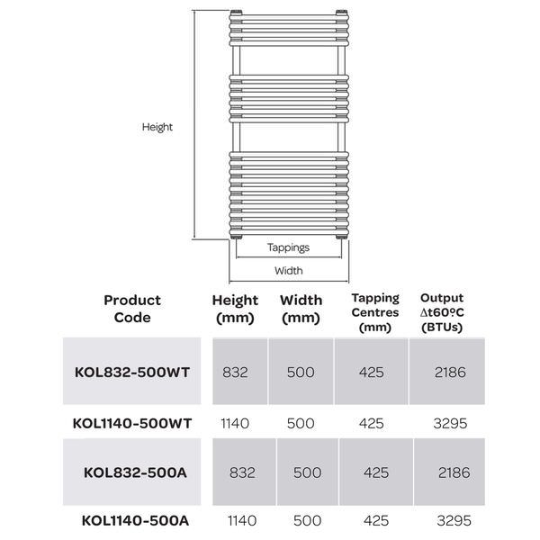 Kartell K-Rad Kolumn Designer Towel Rail 500mm Wide
