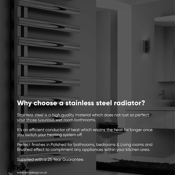 Reina Eos Curved Stainless Steel Designer Radiator - RNS-ES5043