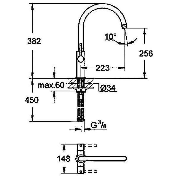 Grohe Ambi Cosmopolitan Chrome Kitchen Sink Mixer Tap With 2 Handle ...