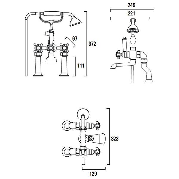 Roper Rhodes Henley Bath Shower Mixer Tap With Handset Chrome-White ...