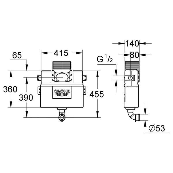 Grohe WC Concealed Cistern 0.82m - 38422000