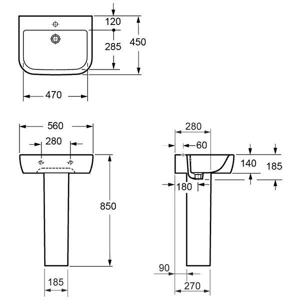 IMEX Essence White 560mm 1 Taphole Basin | L10100