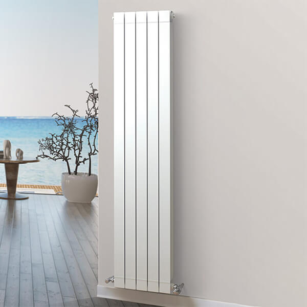MHS Rads 2 Rails Holborn Vertical 1466mm High White Aluminium Radiator ...