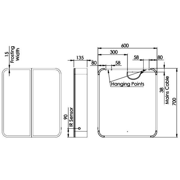 Roper Rhodes System Illuminated Double Door Mirror Cabinet - SYC060.