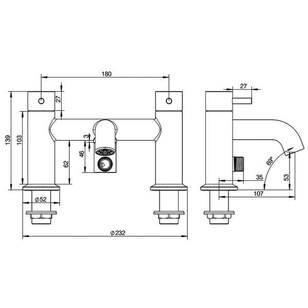 Roper Rhodes Craft Deck Mounted Bath Filler Tap Chrome - T333202.