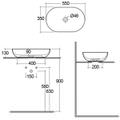RAK Feeling Oval 550 x 350mm Matt White Countertop Basin